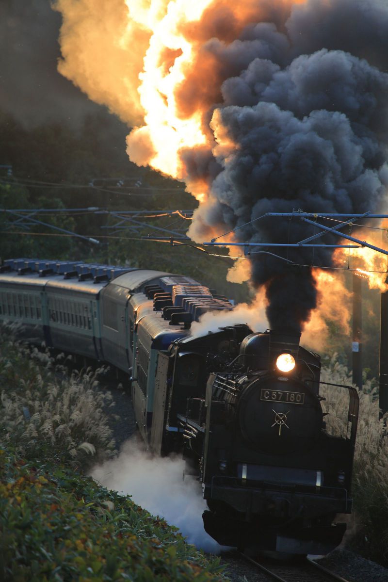 秋の夕陽とSLの爆煙 | GANREF