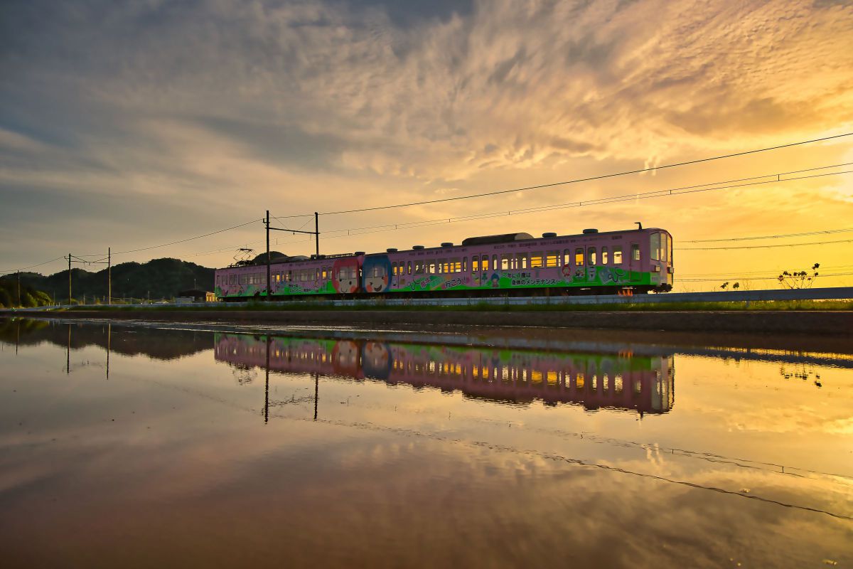 夕陽に向かうガチャコン電車 | GANREF