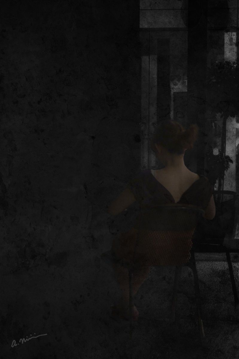 A woman sit in the darkness | GANREF