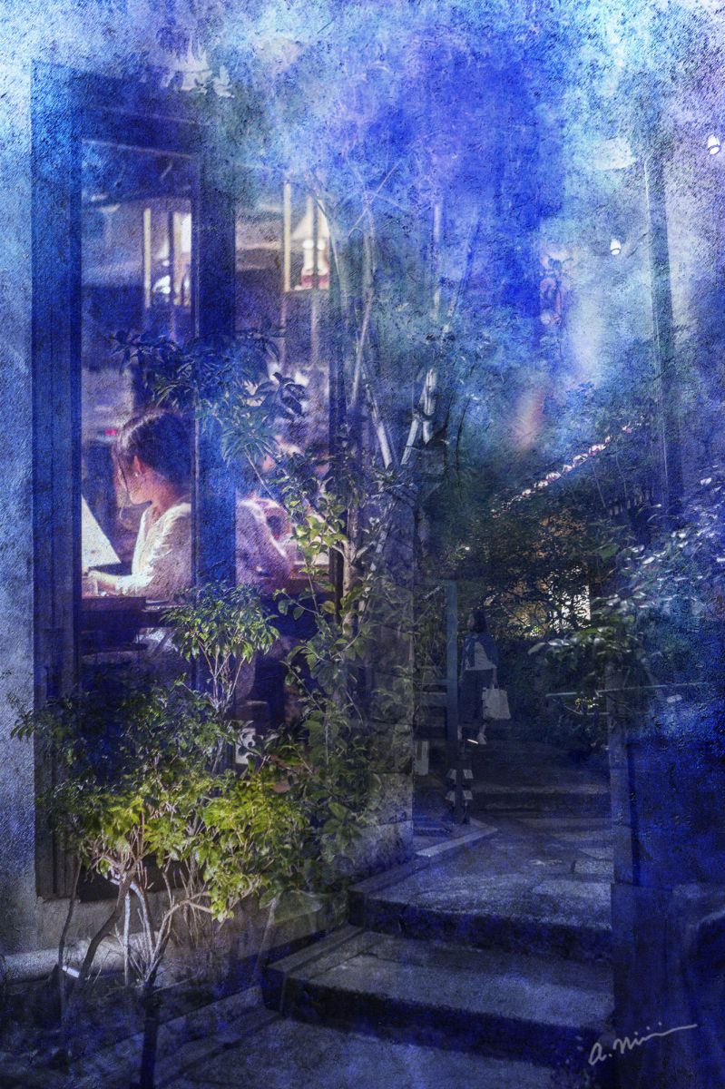 Blue Lights in the night steps | GANREF