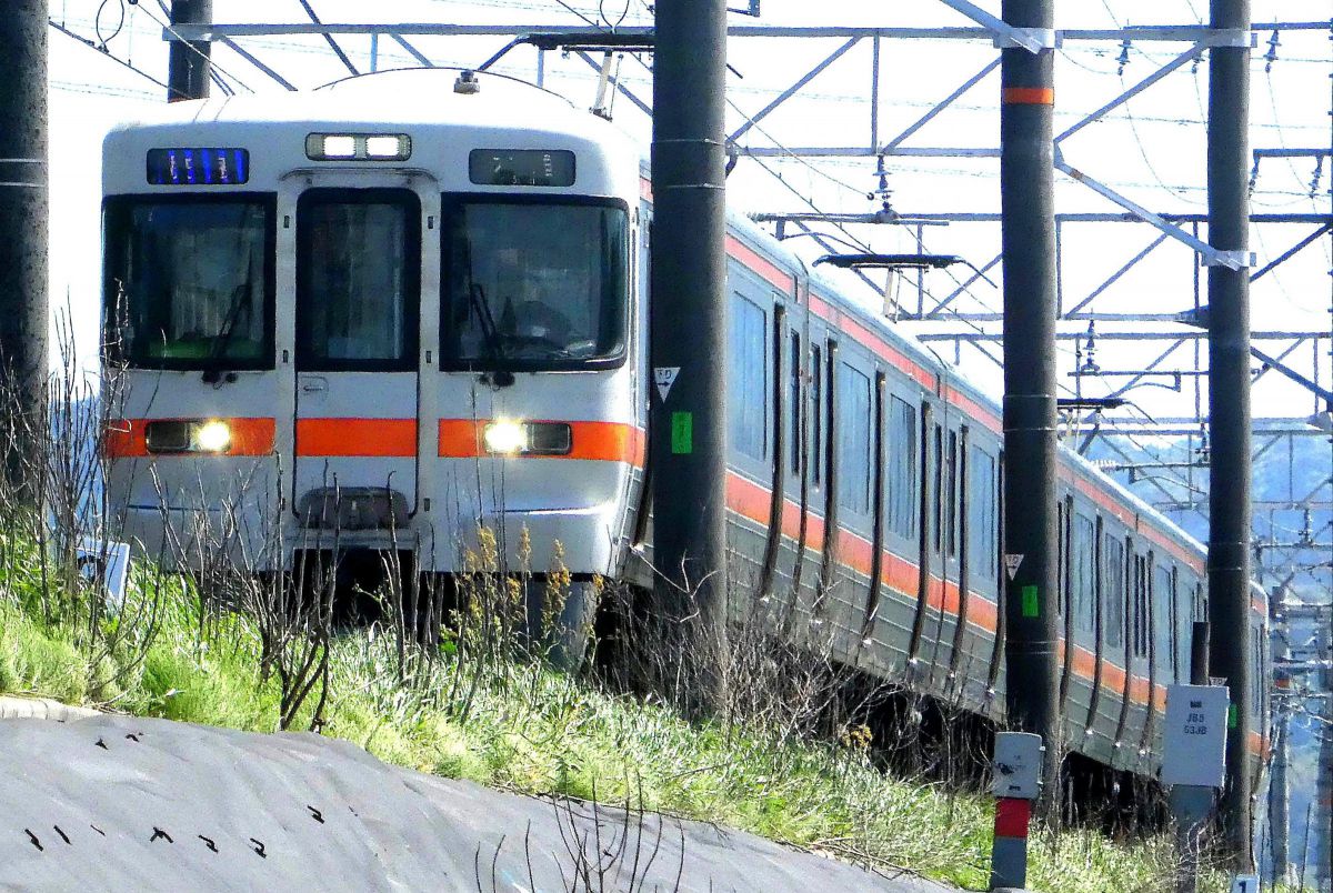 電柱をぎりぎり通過するJR電車 | GANREF