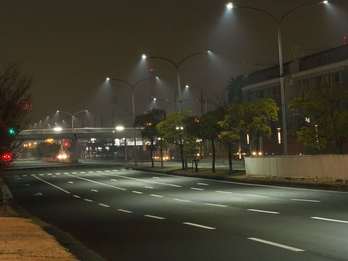 Night road illuminated by street lights | GANREF